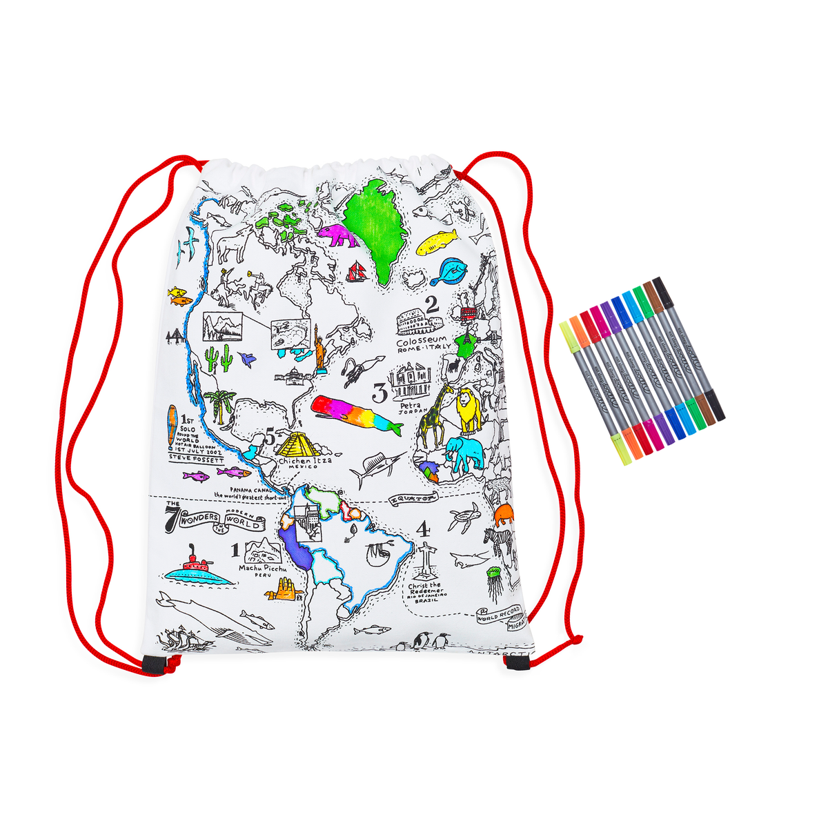 Colour-In World Map Backpack | eatsleepdoodle